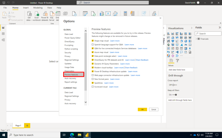 Power BI Preview Features : :: Welcome To EPM Strategy