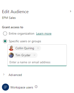 Power BI – Managing App Audiences : :: Welcome To EPM Strategy